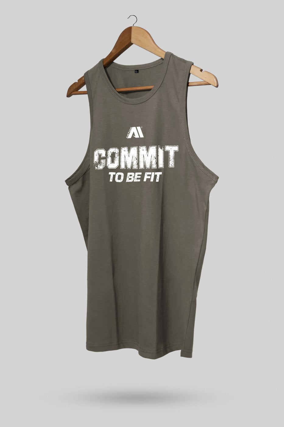 Metal Grey Colour Cotton Sleeveless t-shirt ( sando ) (Quote: COMMIT T ...